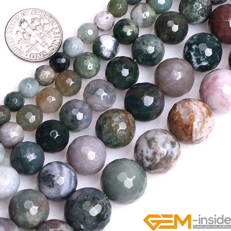 Бусины из натурального камня Индийские Агаты GEM-inside 6-14 мм 12mm (about 31pcs), Faceted Indian Agate