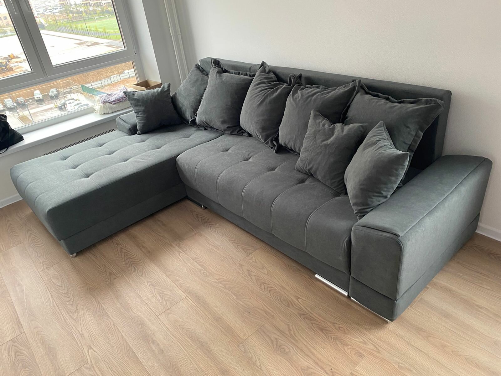 Диван угловой Норд 285x190x87 см, ППУ, бельевой ящик, левый угол, RS-34