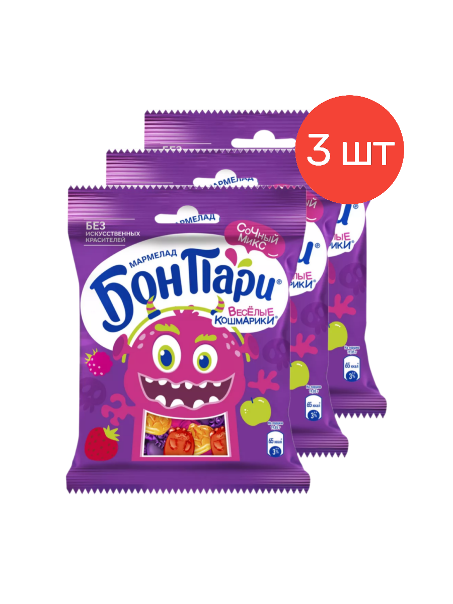 Жевательный мармелад Бон Пари Веселые кошмарики 75г 3шт