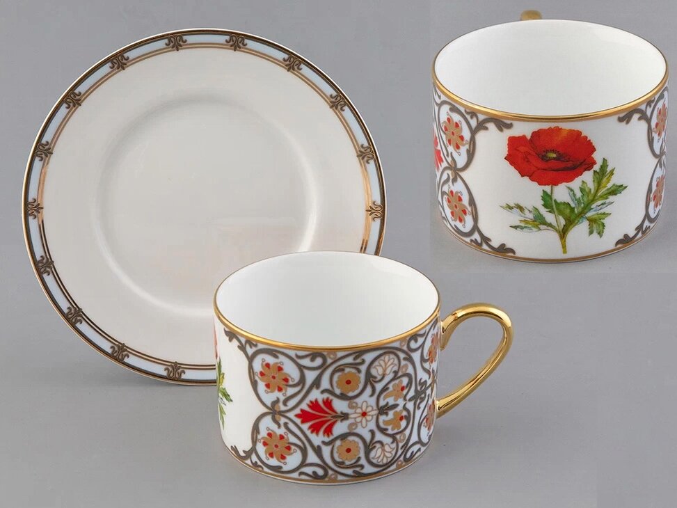 Чашка с блюдцем ИФЗ Мак восточный (Соло) 250 мл, Императорский фарфоровый завод 81.32655.00.1