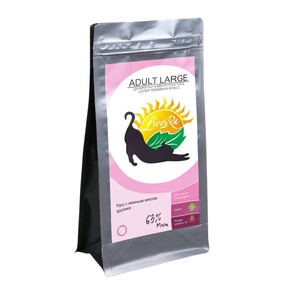 LiveRA Adult Large Сухой корм для кошек крупных пород, кролик с рисом, 1.2кг 1.2 кг