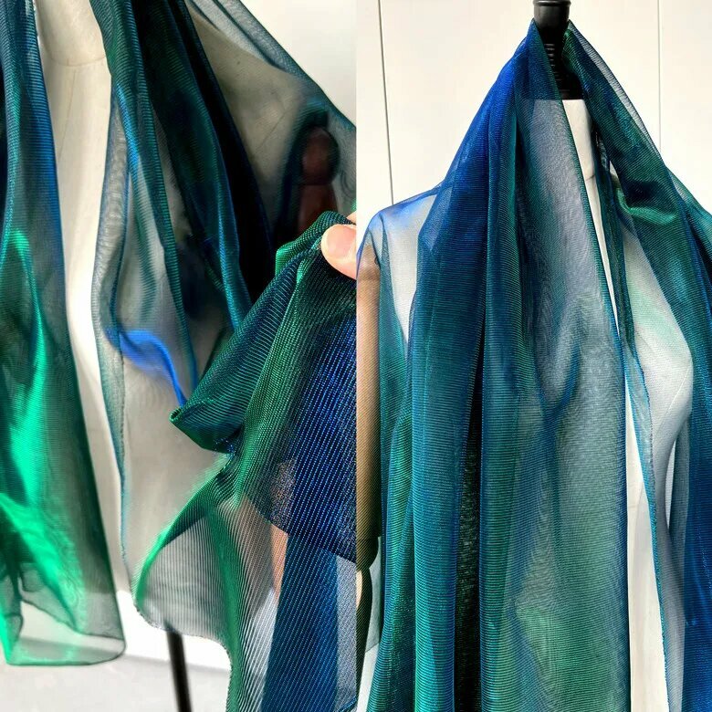 Сетка-шарф blue green, ткань для рукоделия