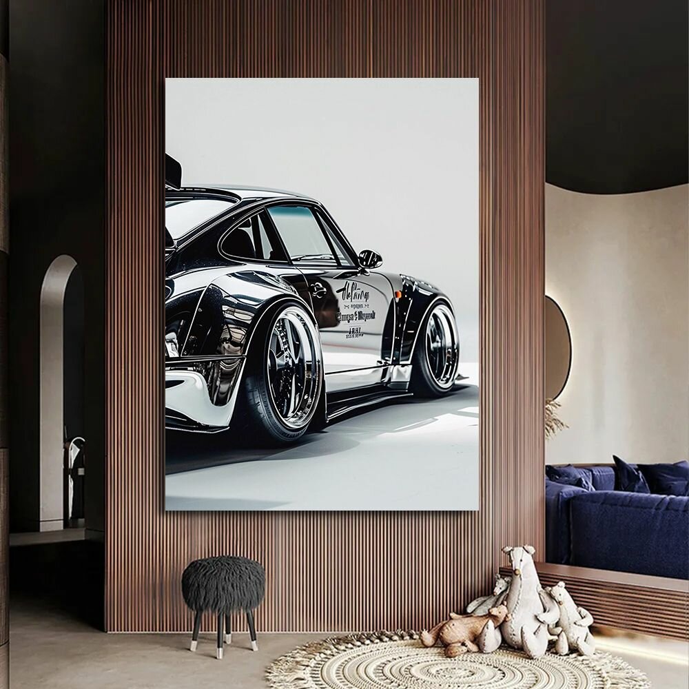 Картина "Porsche", 50x70 см, на холсте, на подрамнике, дерево, поп-арт