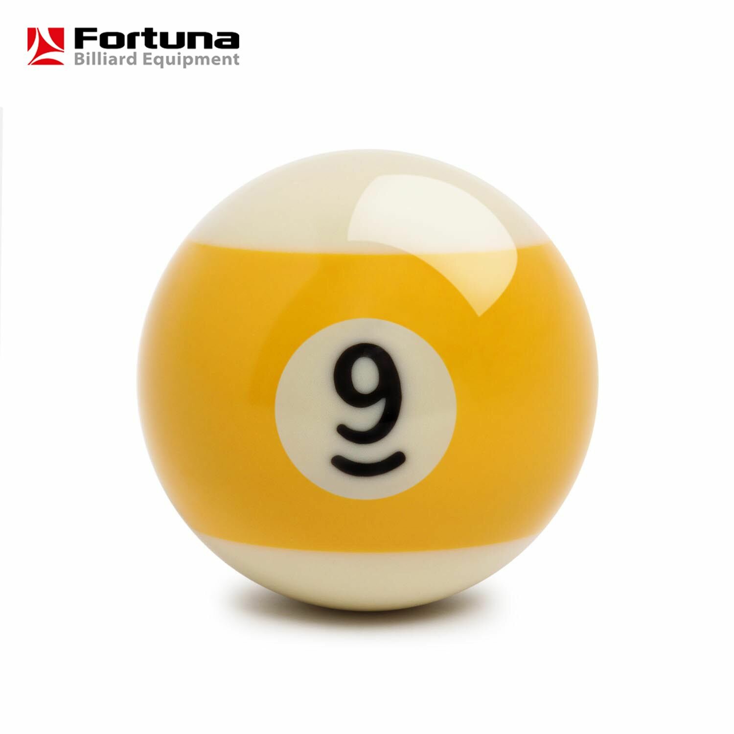 Бильярдный шар №9, 57,2 мм, для пула, Fortuna Standard, желтый, 1 шт.