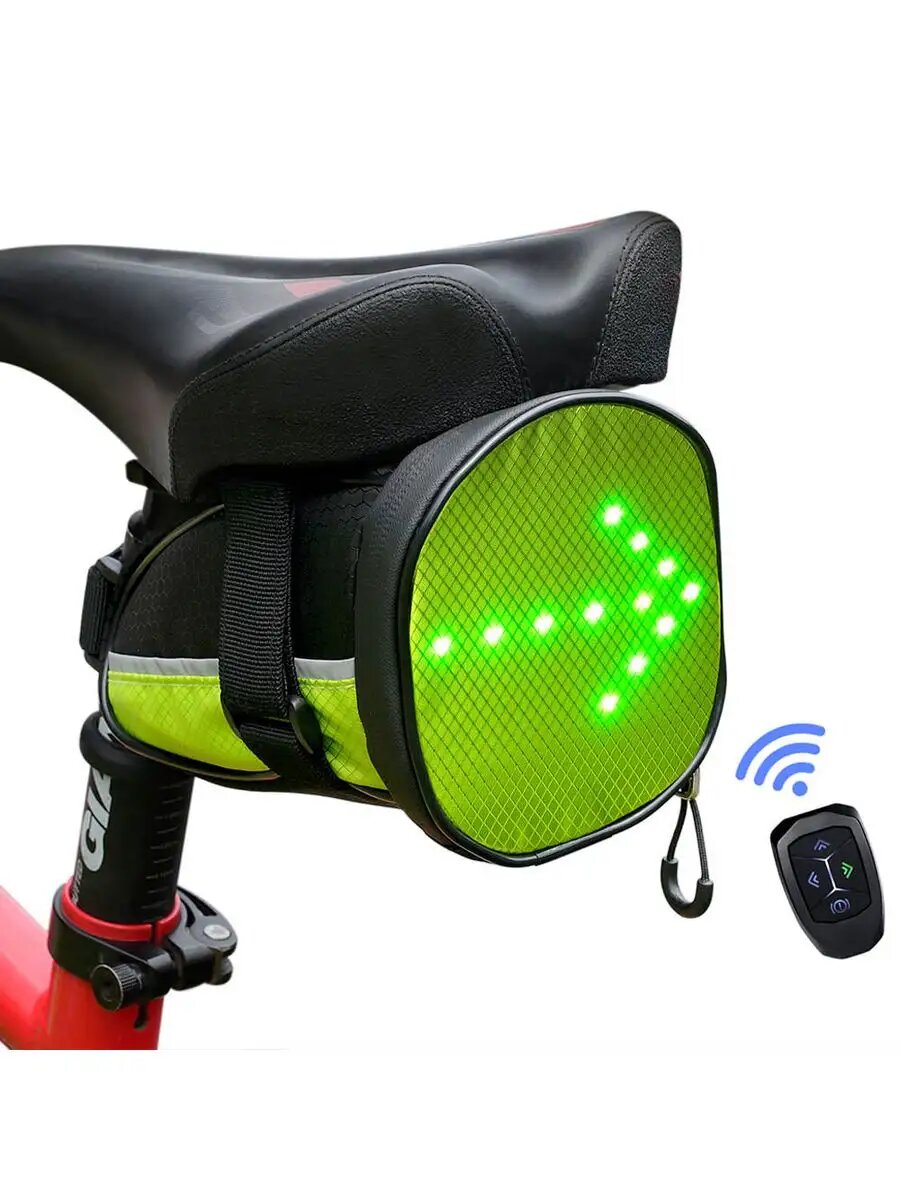 Светодиодная велосумка LyaMaDi, водонепроницаемая, под сиденье, зеленая