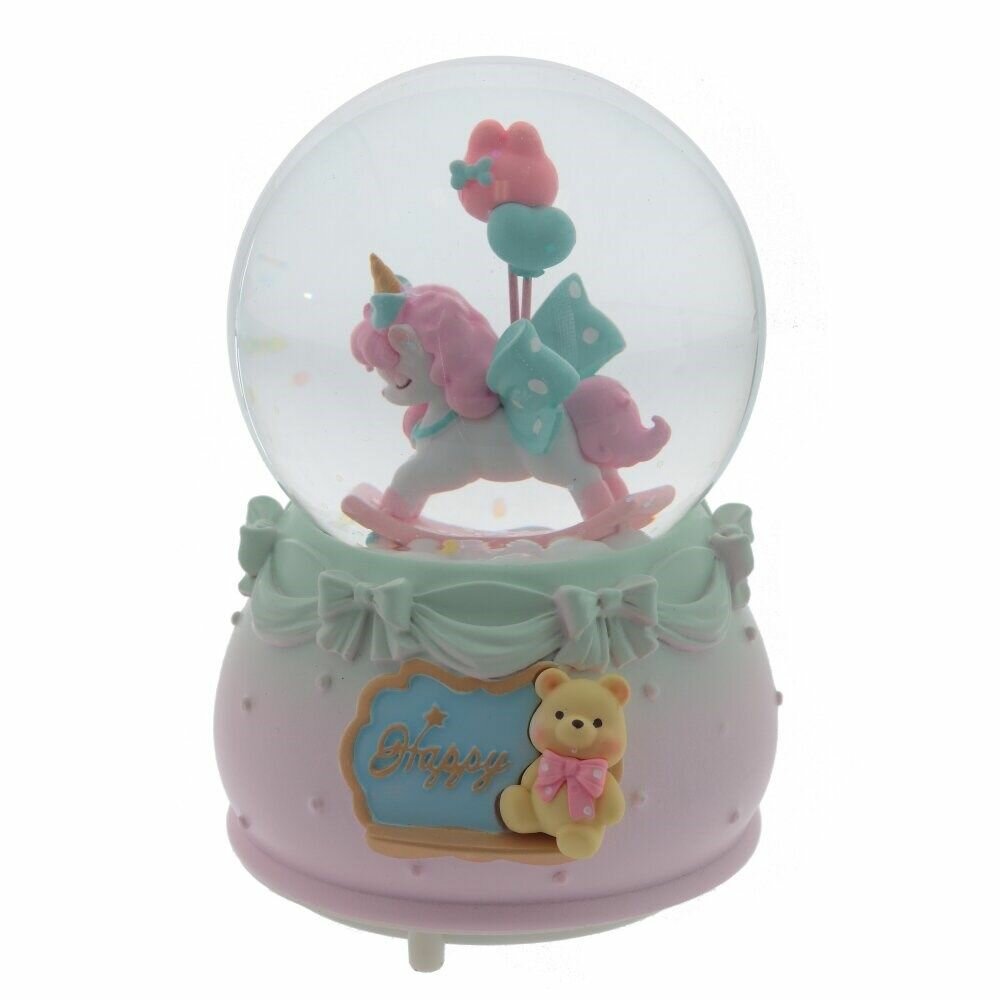 Фигурка "Лошадка" в стеклянном шаре с музыкой и подсветкой, символ 2026 года, D8 см, 9х9х13 см