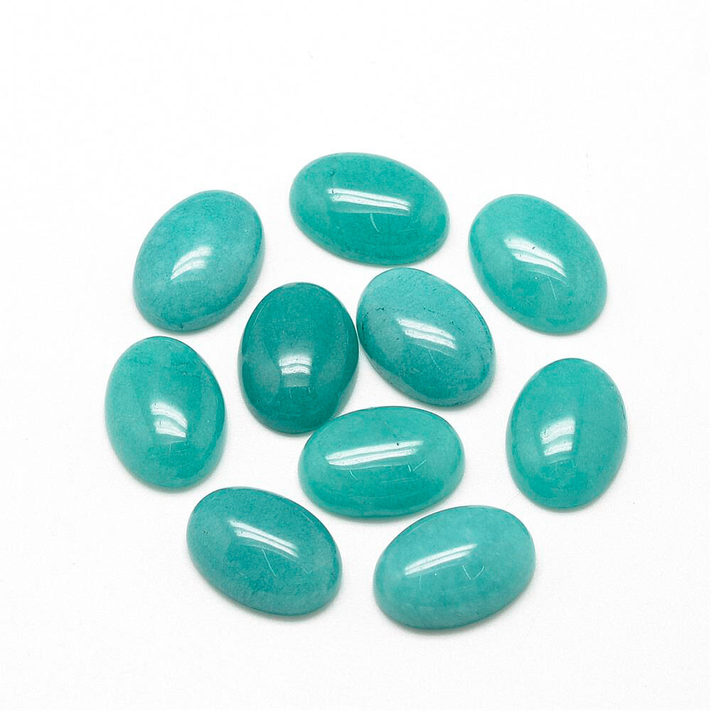 Кабошон каменный, 18х13мм, жадеит бирюзовый, 2 шт.