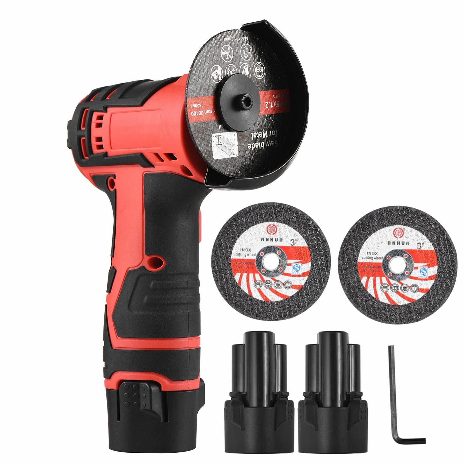 УШМ (болгарка) беспроводная,12 В, диаметр диска 76 мм, с 2 батареями емкостью 2,0 Ач,13000 об/мин