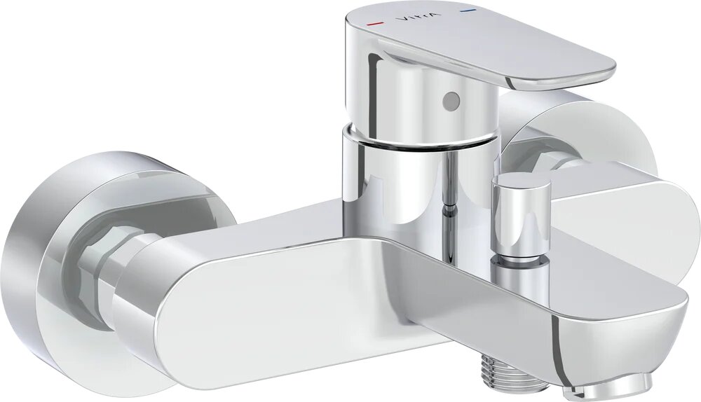 Смеситель для ванны с душем VitrA Flow Soft A42946EXP настенный, однорычажный, хром, глянцевый, латунный, без лейки, с керамическим картриджем