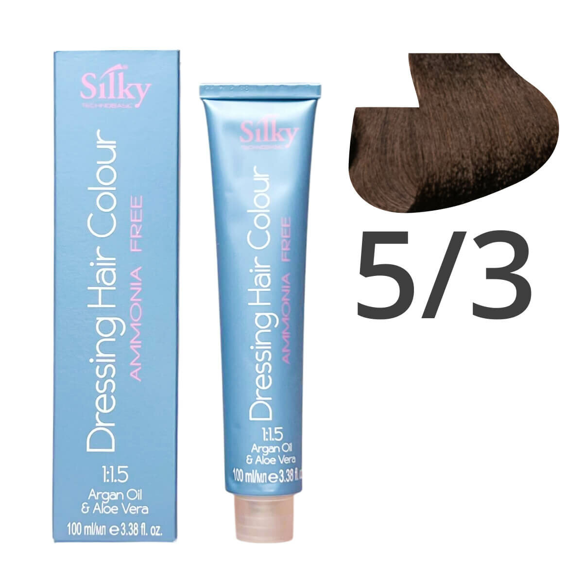 Крем - краска для волос профессиональная без аммиака Silky Dressing Haircolor 5.3 Светлый каштановый Золотистый, 100 мл