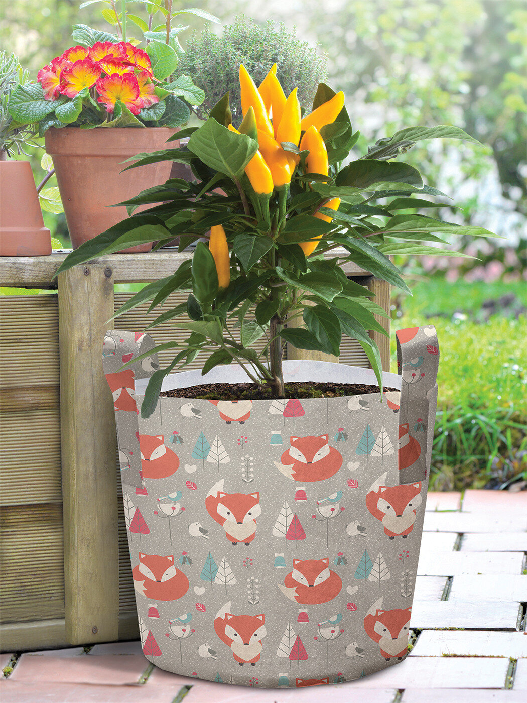 Декоративная корзина из войлока "Хитрые лисички в лесу" 19 л, , JoyArty