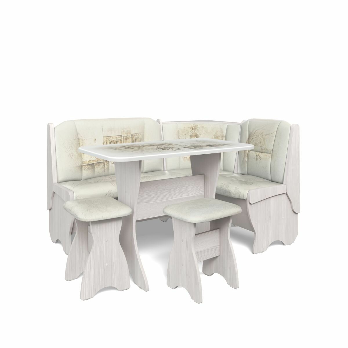 Кухонный уголок Оливия Арт Бодего Светлый/D-3 Борнео Милк/D-3