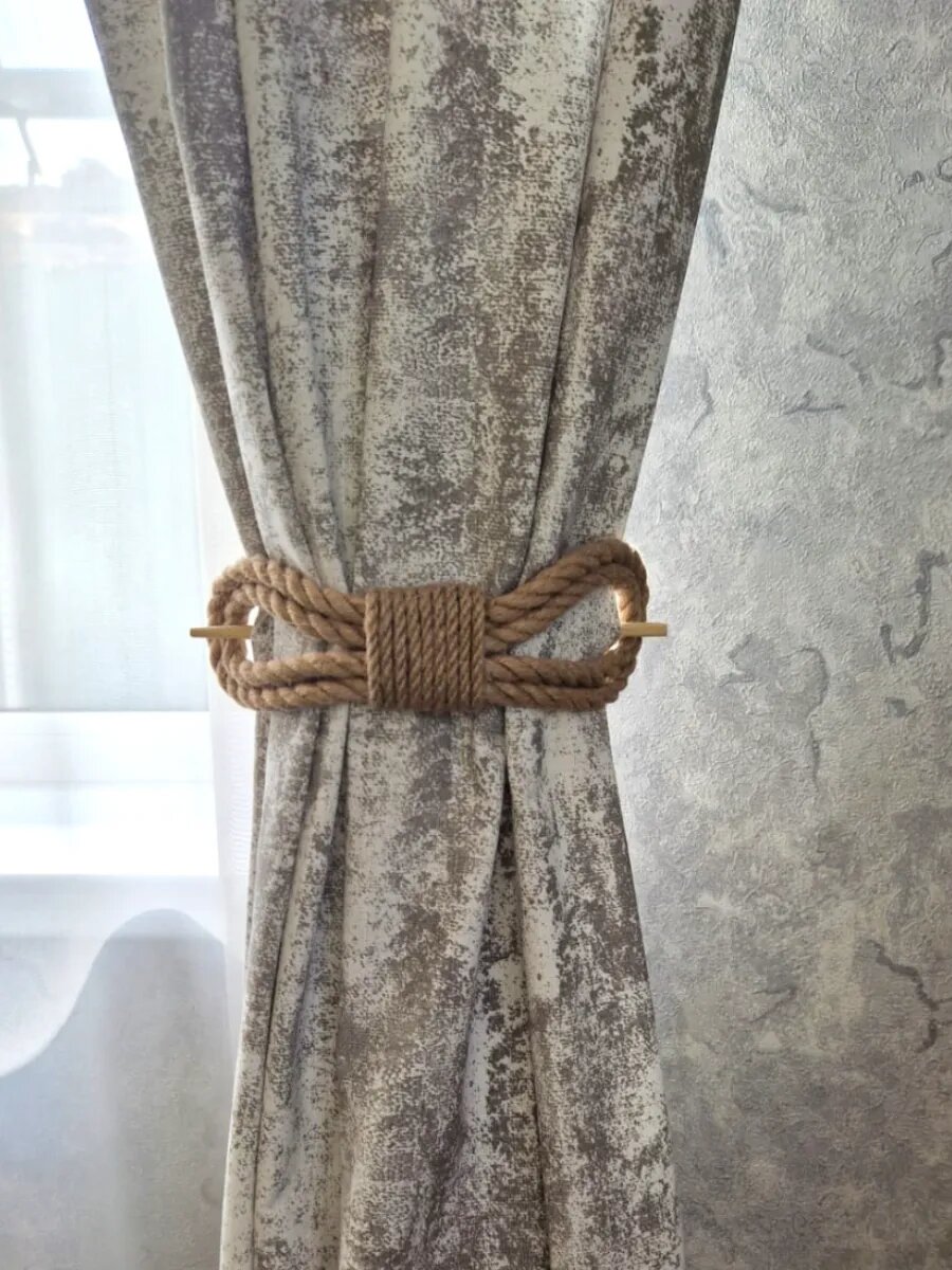 Подхваты для штор "Травинка", джут, ручной работы, бежевый, 2 шт