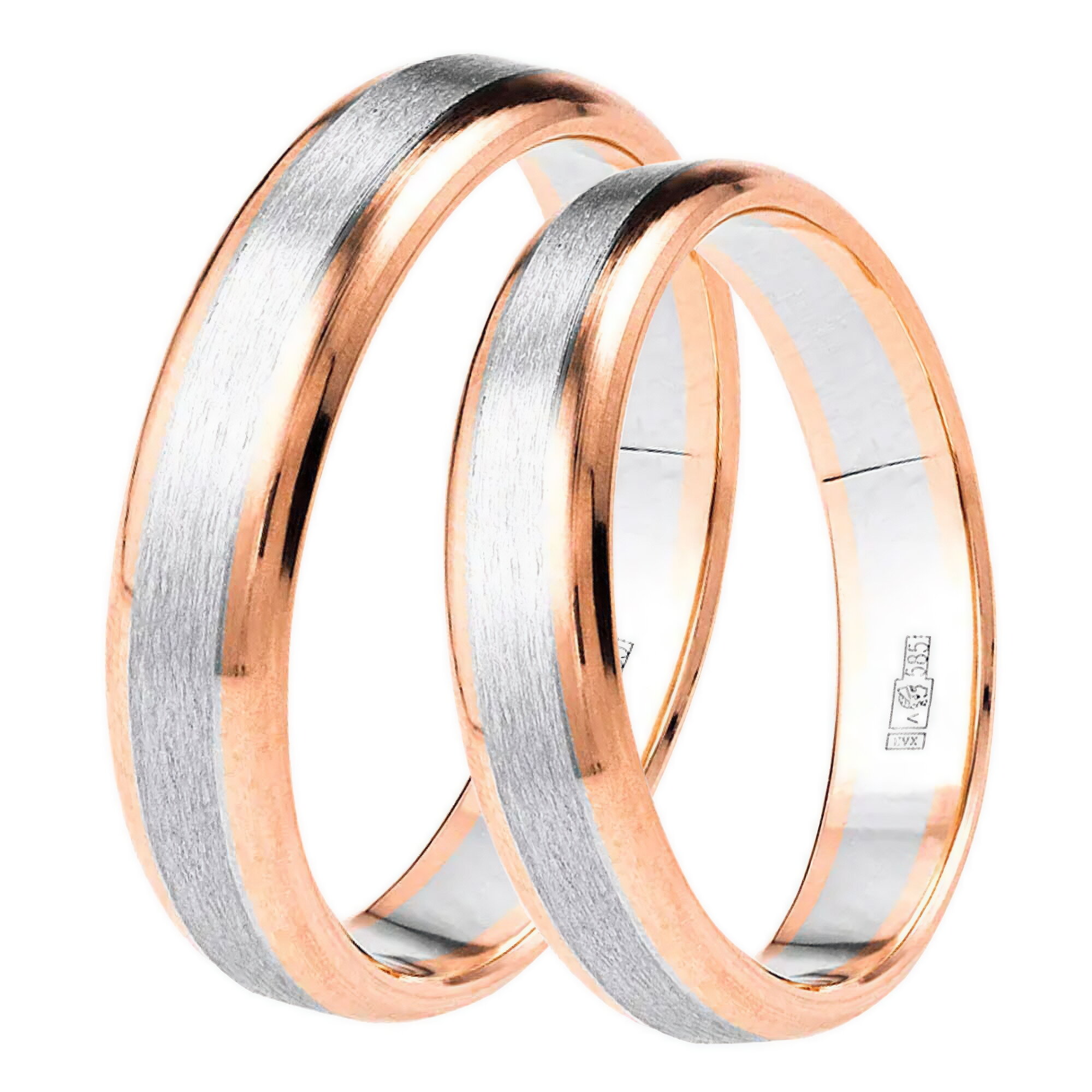 Кольцо обручальное, комбинированное золото, 585 проба