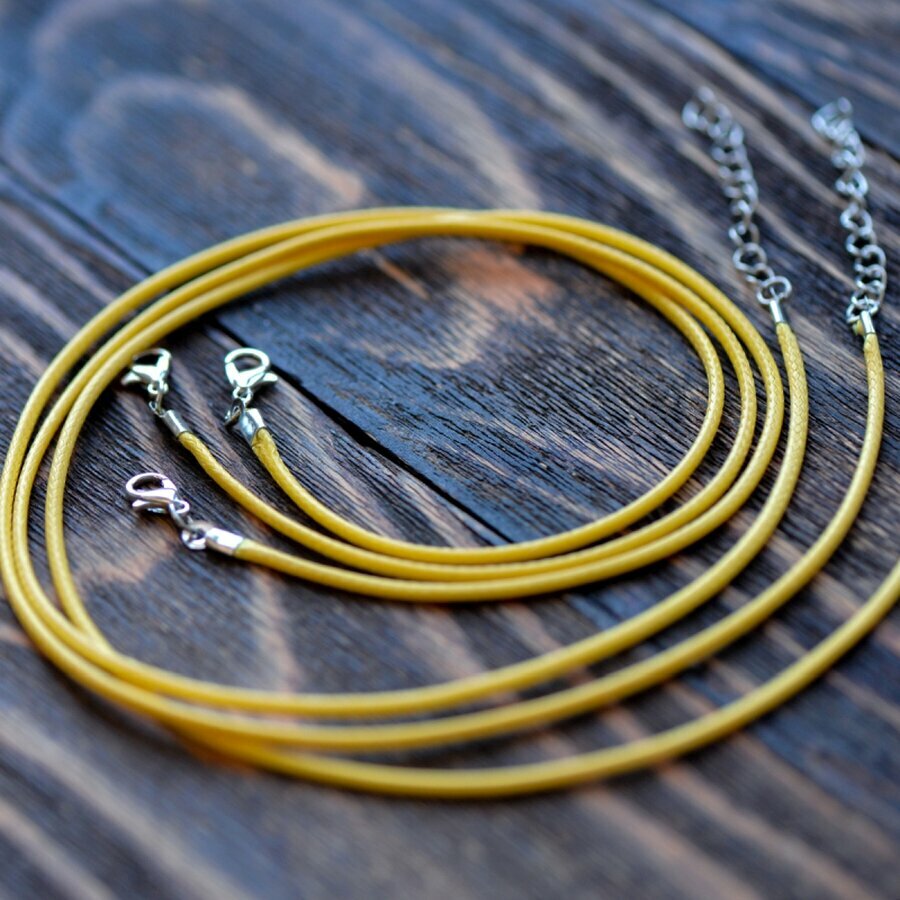 Основа для ожерелья/кулона/чокера с замочком (6 шт.), вощеный шнур, размер 450х2 мм, цвет желтый