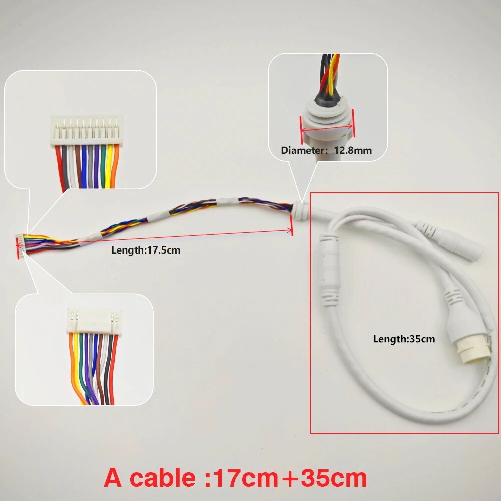 Hikvision Ethernet Lan кабель PoE RJ45, 17см+35см, Color: A cable