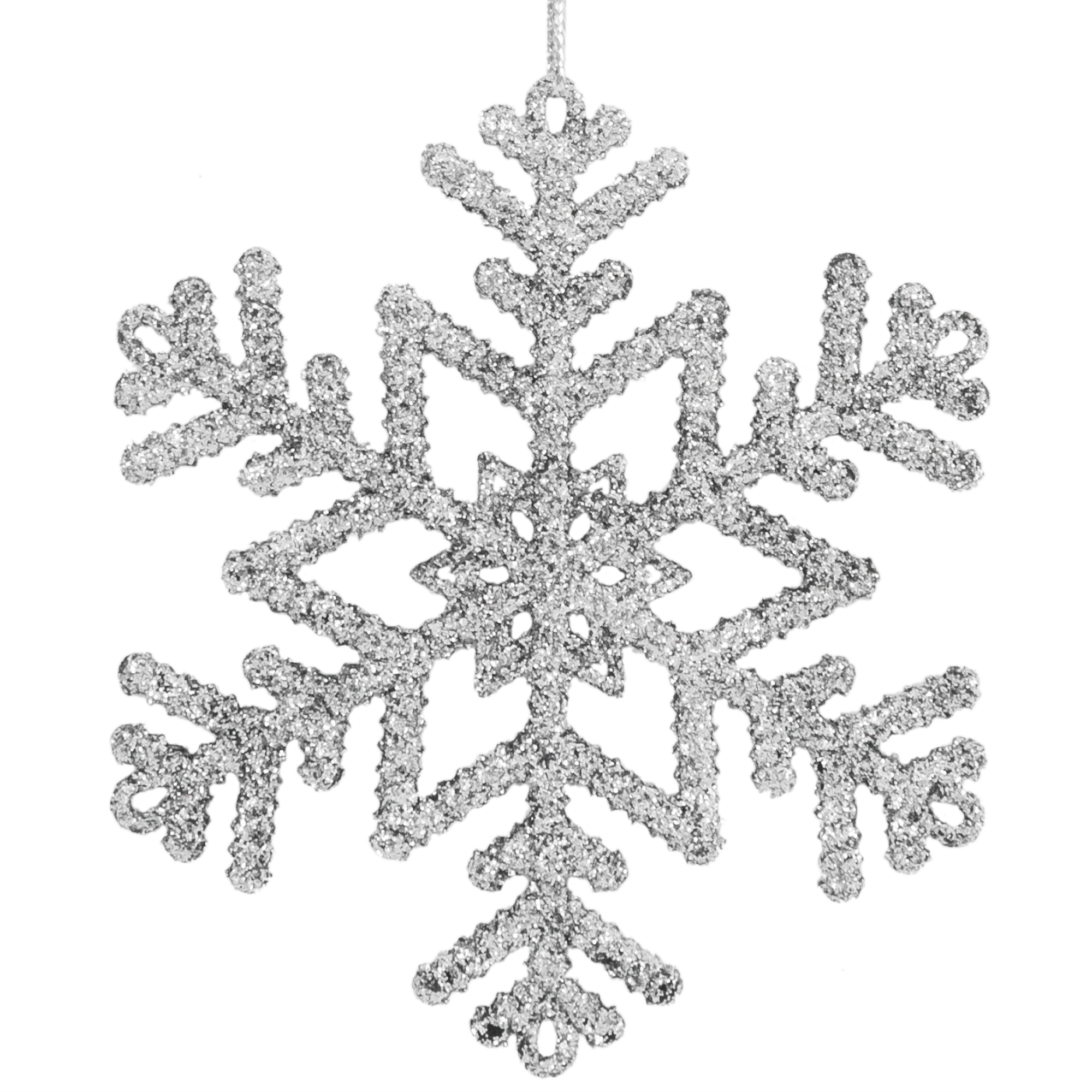 Елочная игрушка «Снежинка» 10 см серебряный / новогоднее украшение на ёлку, игрушка на ёлку