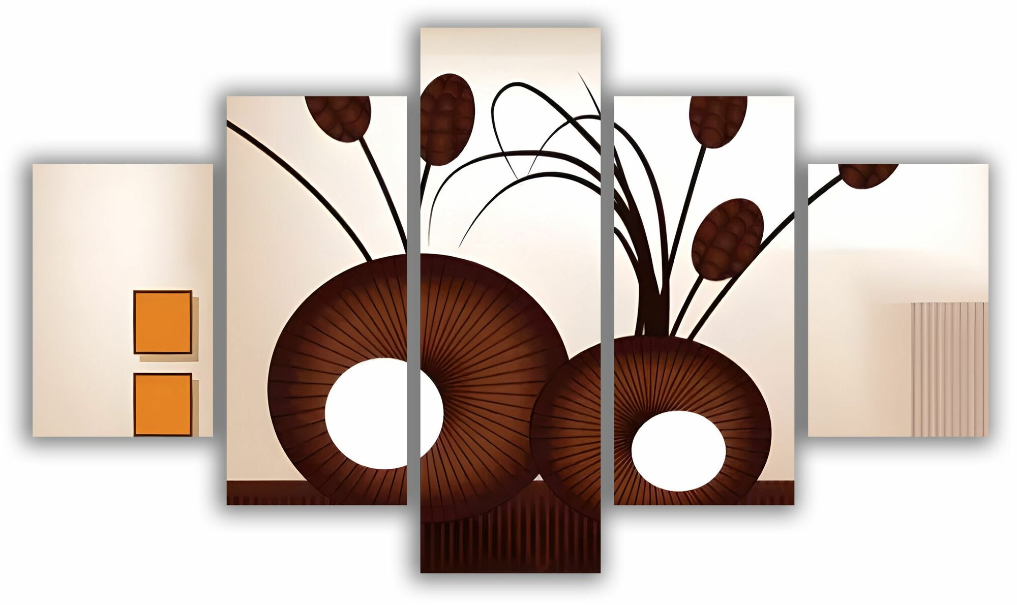 Картина модульная Ваза с камышами 140х80