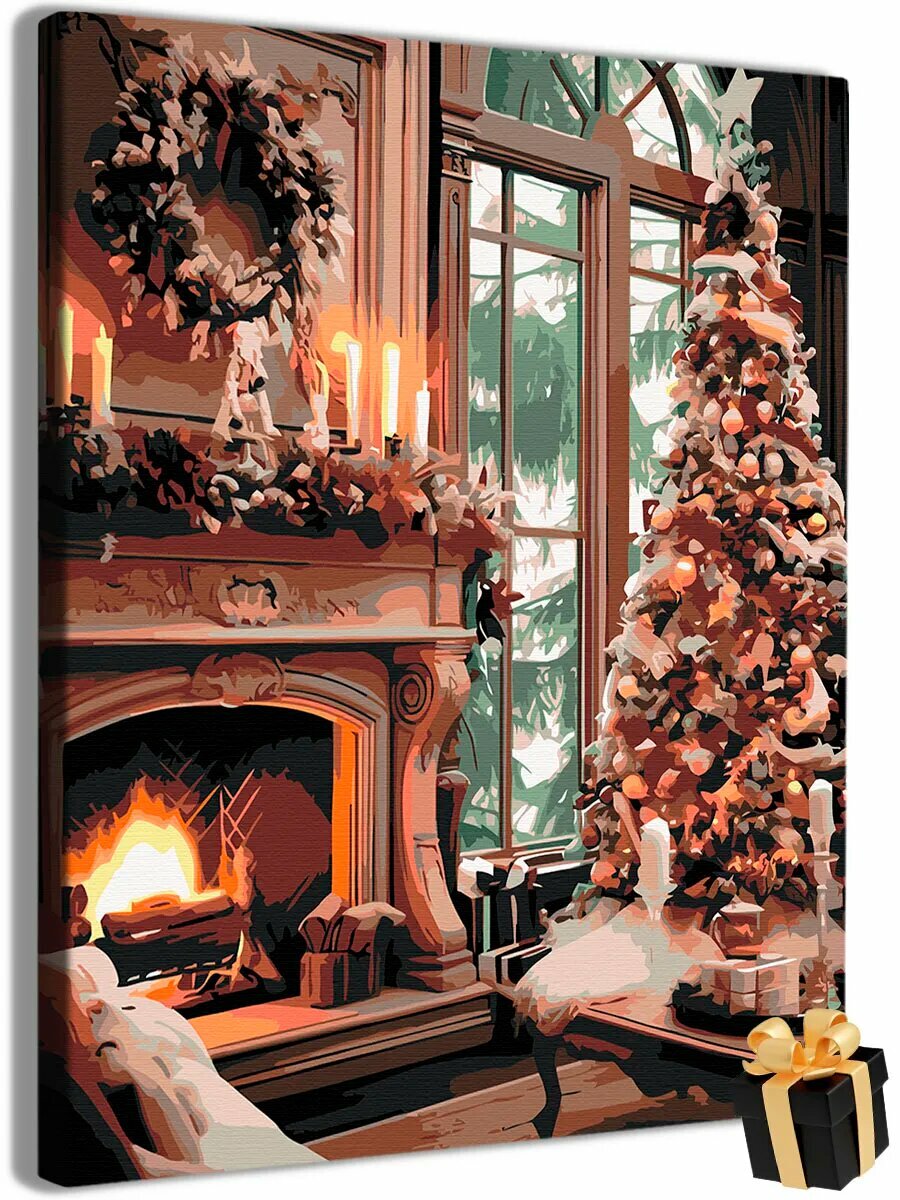 Картина по номерам камин