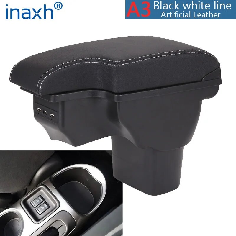 Подлокотник для NISSAN juke, для Infiniti ESQ, автомобильный подлокотник 2010-2019, аксессуары, коробка для хранения интерьера модифицированные детали, USB A3 Black white 3USB