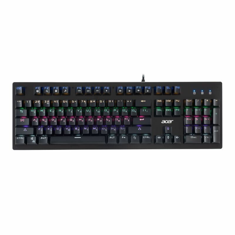 Клавиатура Acer OKW127 механическая черный USB for gamer LED