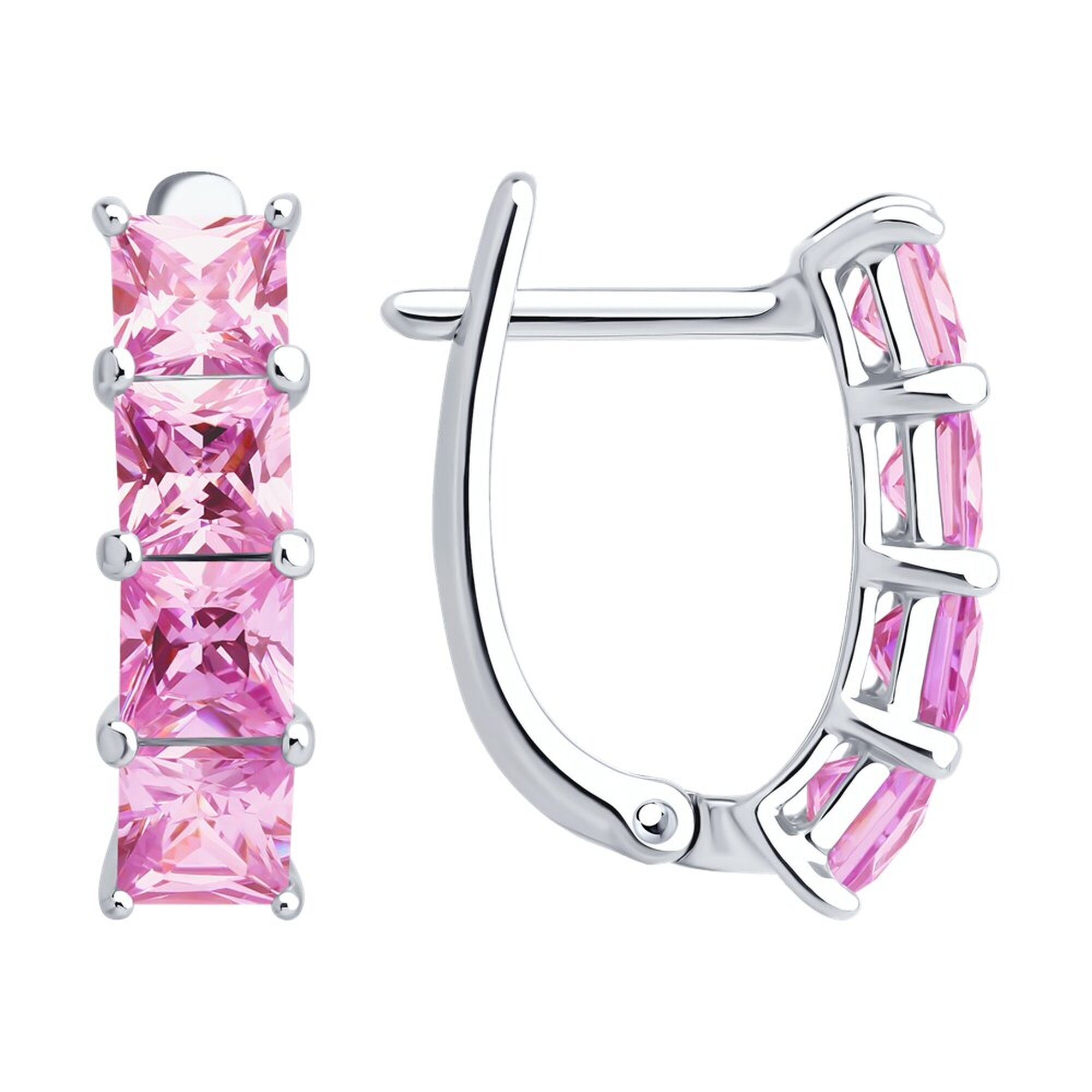 Серьги, серебро, 925 проба, родирование, фианит