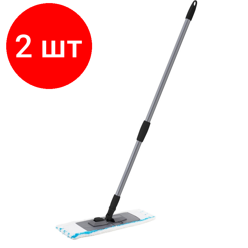 Комплект 2 штук, Швабра флаунд пласт 40х11 в сборе с насадк Soft микроф, телескоп. чер SV5102