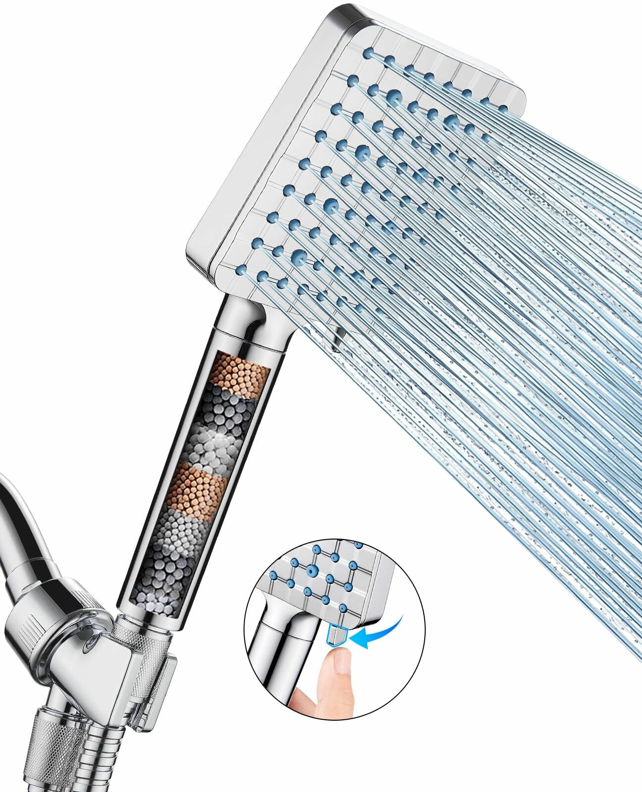 Лейка для душа квадратная большая лейка душевая глянцевая водосберегающая хром