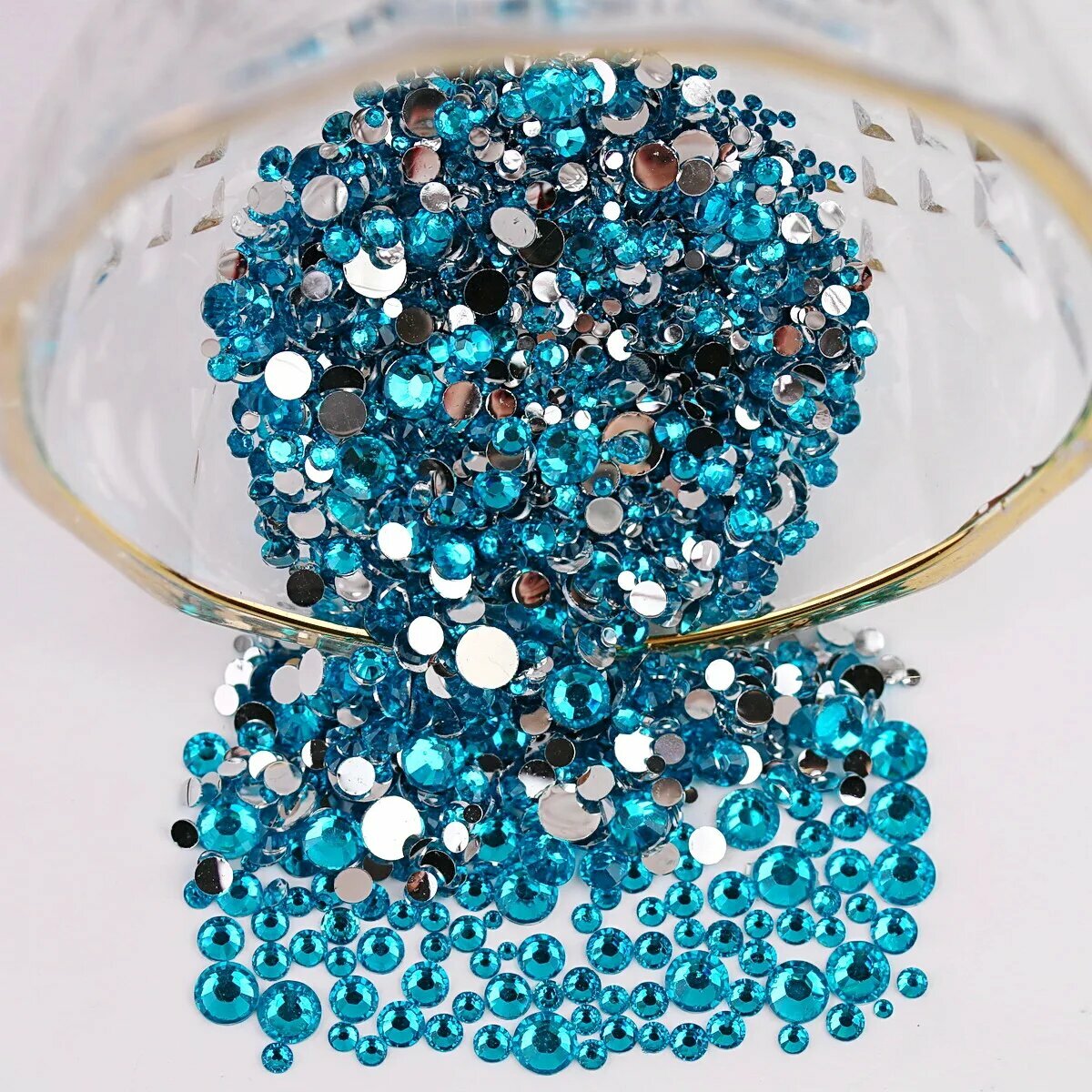 Круглые стразы SNCRYSTAL 2000 шт, 2-6 мм, смешанные размеры, серебристые A6 Blue Zircon