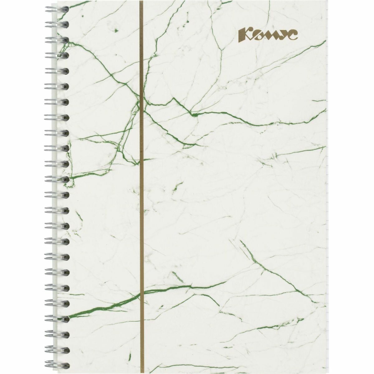 Тетрадь общая 80л, А5 Комус Мрамор Зеленый (клетка, спираль, картон) (1919347), 1шт.