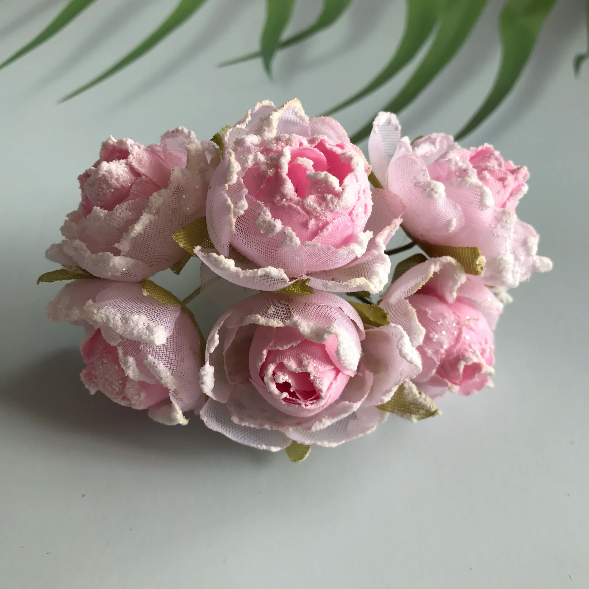 Розовые искусственные розы из шелка, 6 шт, 9 см