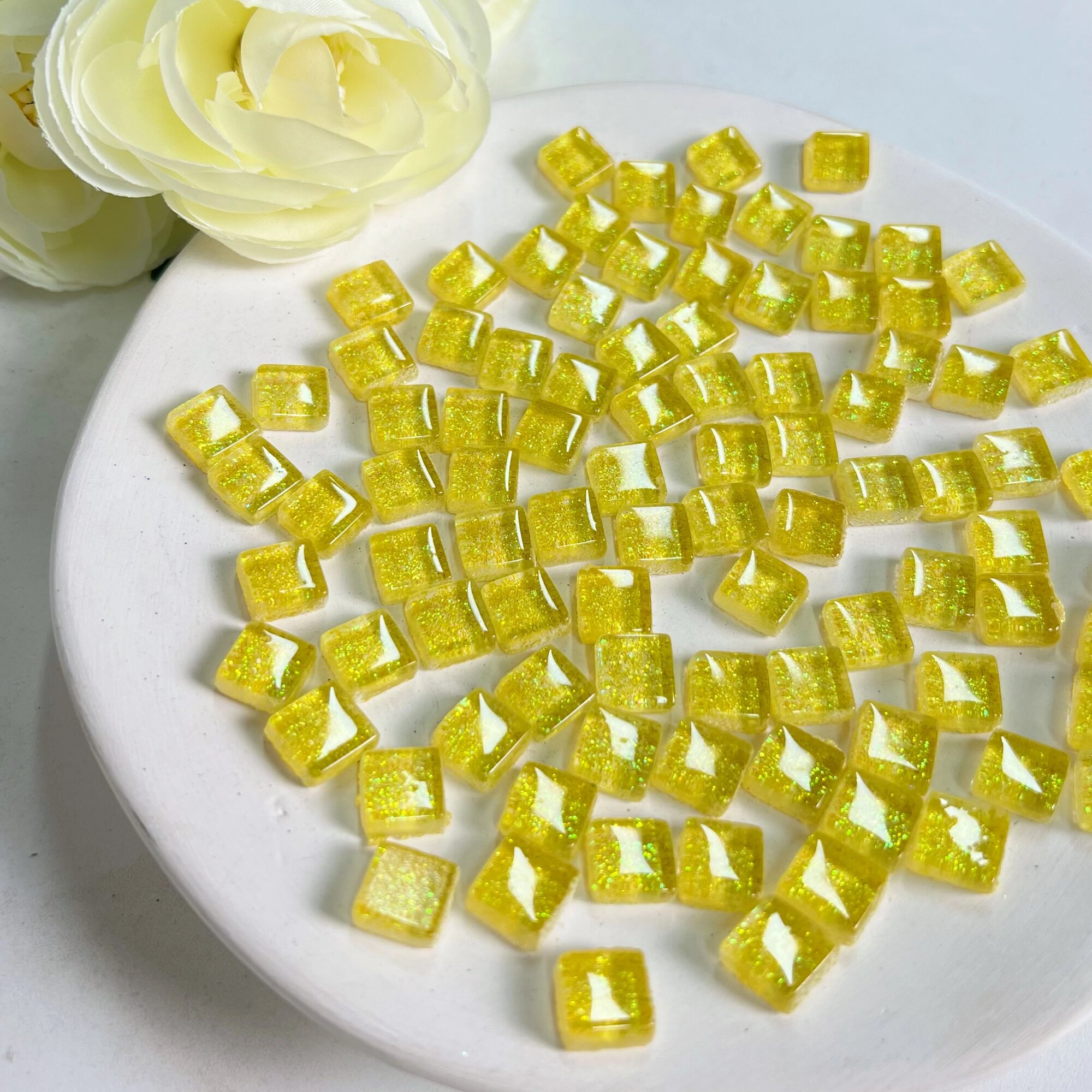 Мозаичная плитка 50 шт. LemonYellow Glitter