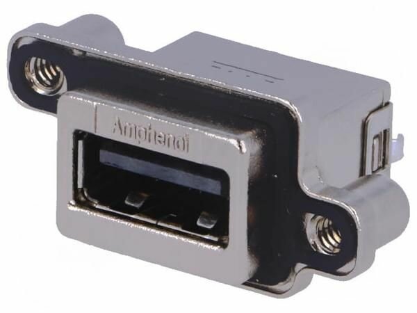 Гнездо AMPHENOL MUSBR-A511-40, Гнездо; USB A; MUSB; на панель, винтами; THT; прямой; USB 2.0; IP68, 1шт