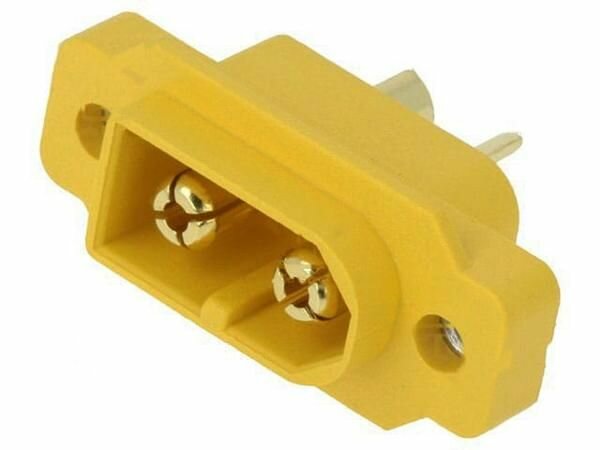 Гнездо AMASS XT60E1-M, питания DC, XT60, "папа", PIN: 2, под пайку, желтый