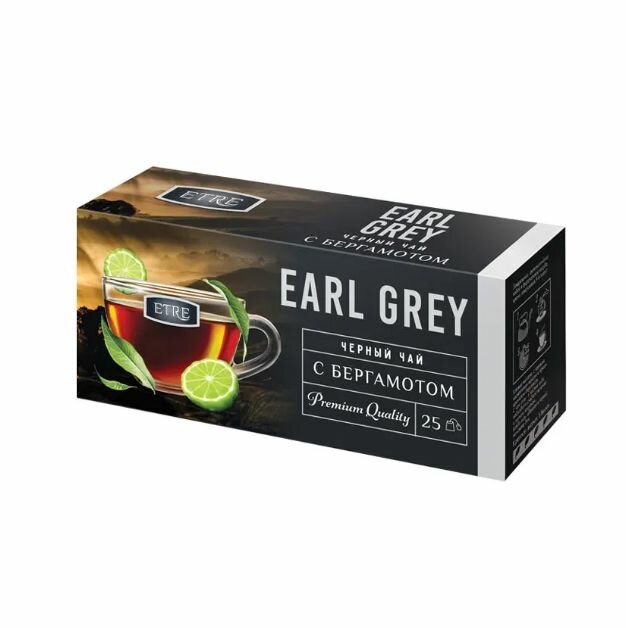 ETRE Чай черный, Earl Grey, с бергамотом, 25 пакетиков
