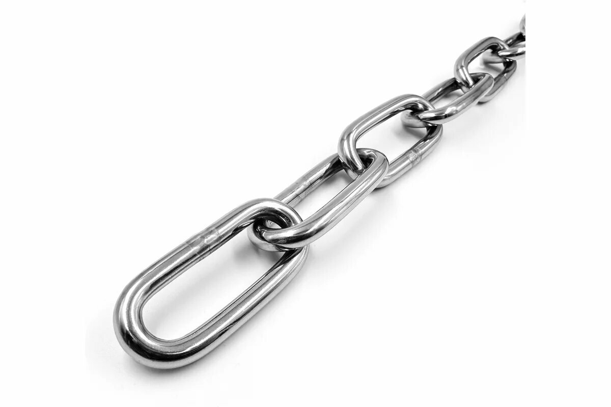 KREPFIELD Цепь нержавеющая 6x42 мм DIN 763 A2 сварная длиннозвенная 2 м для монтажа