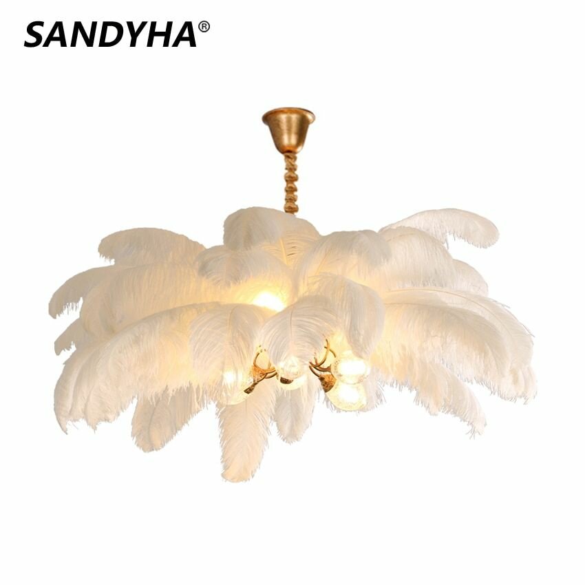 Скандинавская Роскошная Креативная Люстра В Форме Кокосовой Пальмы С Перьями. Светодиодные Светильники Для Украшения Дома. Подходит Для Спальни, Детской Комнаты, Гостиной.