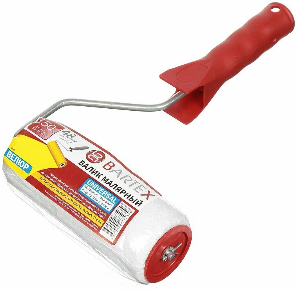 Валик малярный Bartex, велюровый ворс, 150 мм, с бюгелем, 0215 РФ
