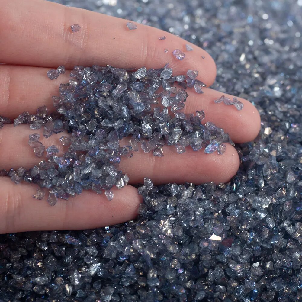 Стеклянные камни Hisenlee для эпоксидной смолы и нейл-арта, 2-4 мм, 20 г grey ab