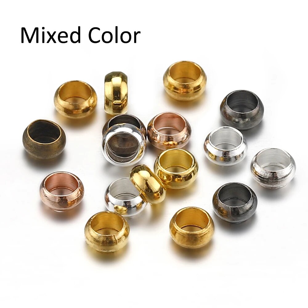 Обжимные бусины YUTOPIE, металлические, 500 шт. 4mm, Mixed Color