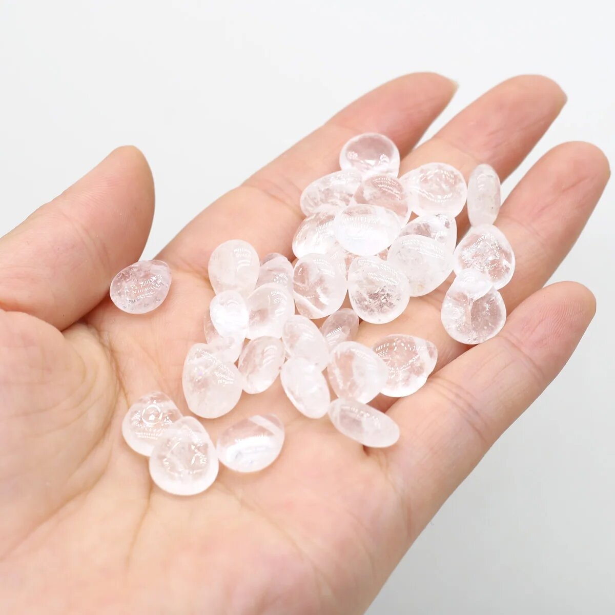 Бусины из натурального камня капли воды 10 шт. Белый, Clear Quartz