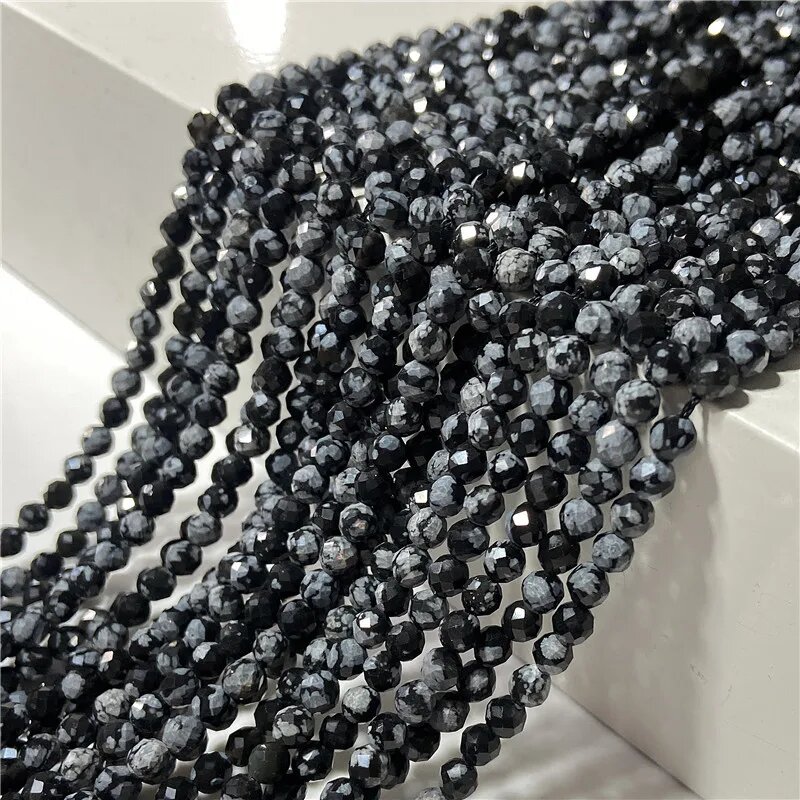 Черные лабрадоритовые шпинели бусины 3 мм vinswet Черный, 4mm, 2 snowflake