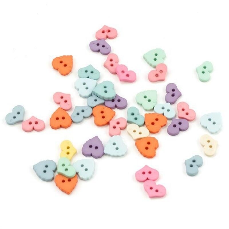 Пуговицы Dress It Up "Разноцветные сердца" декоративные, пластик