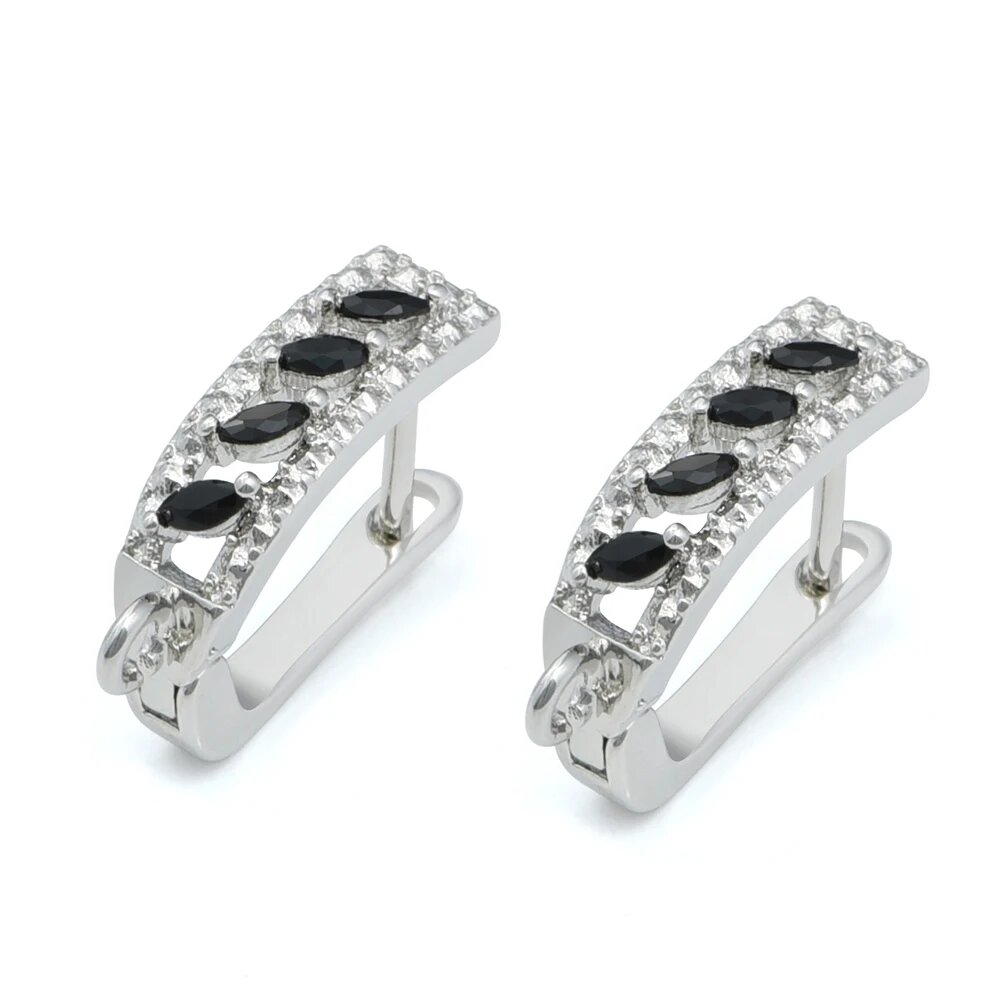 Черные цирконы с золотым покрытием YANASI для сережек Серебряный, Rhodium Plated