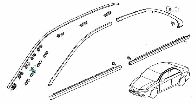Фиксатор B, ЛЕВ. Сторона ветрового стекла (темно-синий) (Оригинал)