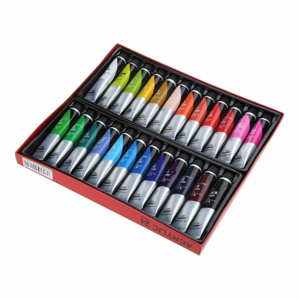 24 цвета акриловых красок 20 мл в упаковке