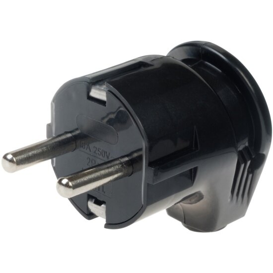 Вилка Duwi полипропилен, угловая с/з, 16А, 250В, IP20, черная, 30470 8