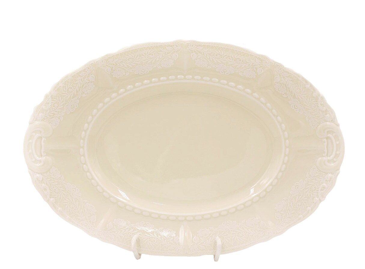 Блюдо овальное 36 см Белый узор Слоновая кость, Соната 07511513-3001, Leander