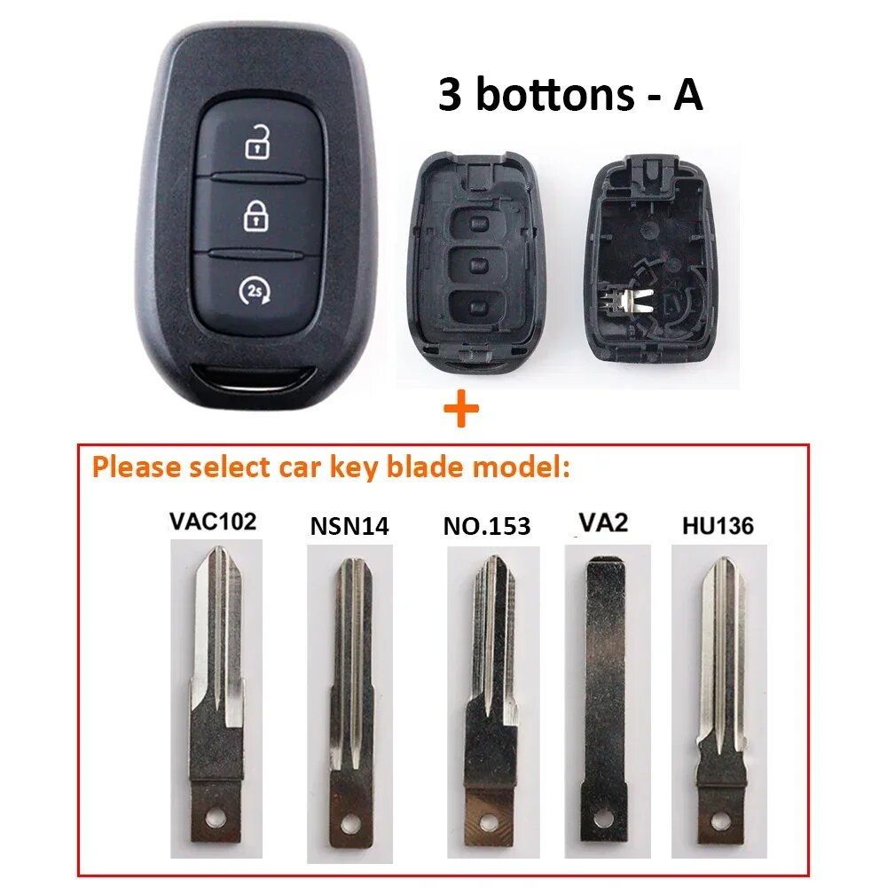 Для Renault Clio 4 Sandero Master 3 символ Trafic Dacia Logan Lodgy Dokker Duster автомобильный брелок для ключей корпус VAC102 Blade, 3 botton-A-key shell