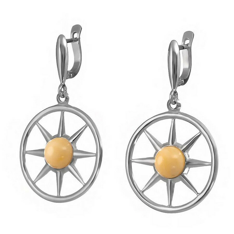 Серьги Amberprofi, серебро, 925 проба, янтарь